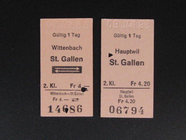 2 billets Edmonson impr. CFF ( BT ) Lot Y (Gebraucht) in Vallorbe für ...