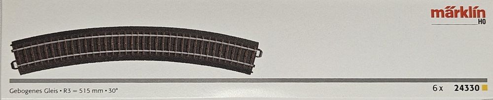 9 Stück, Märklin Gebogenes C-Gleis Radius R3 = 515 mm / 30° (Neu und originalverpackt) in ...