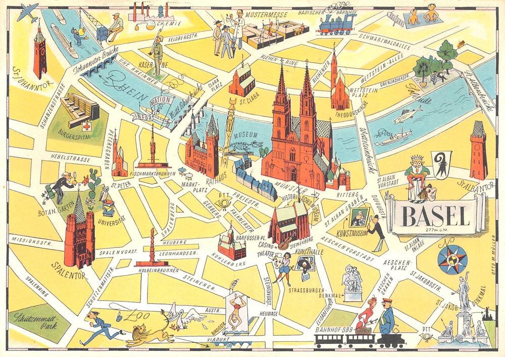 Basel, bebilderte Stadtkarte (Gebraucht) in Ottikon b.Kemptth. für CHF ...