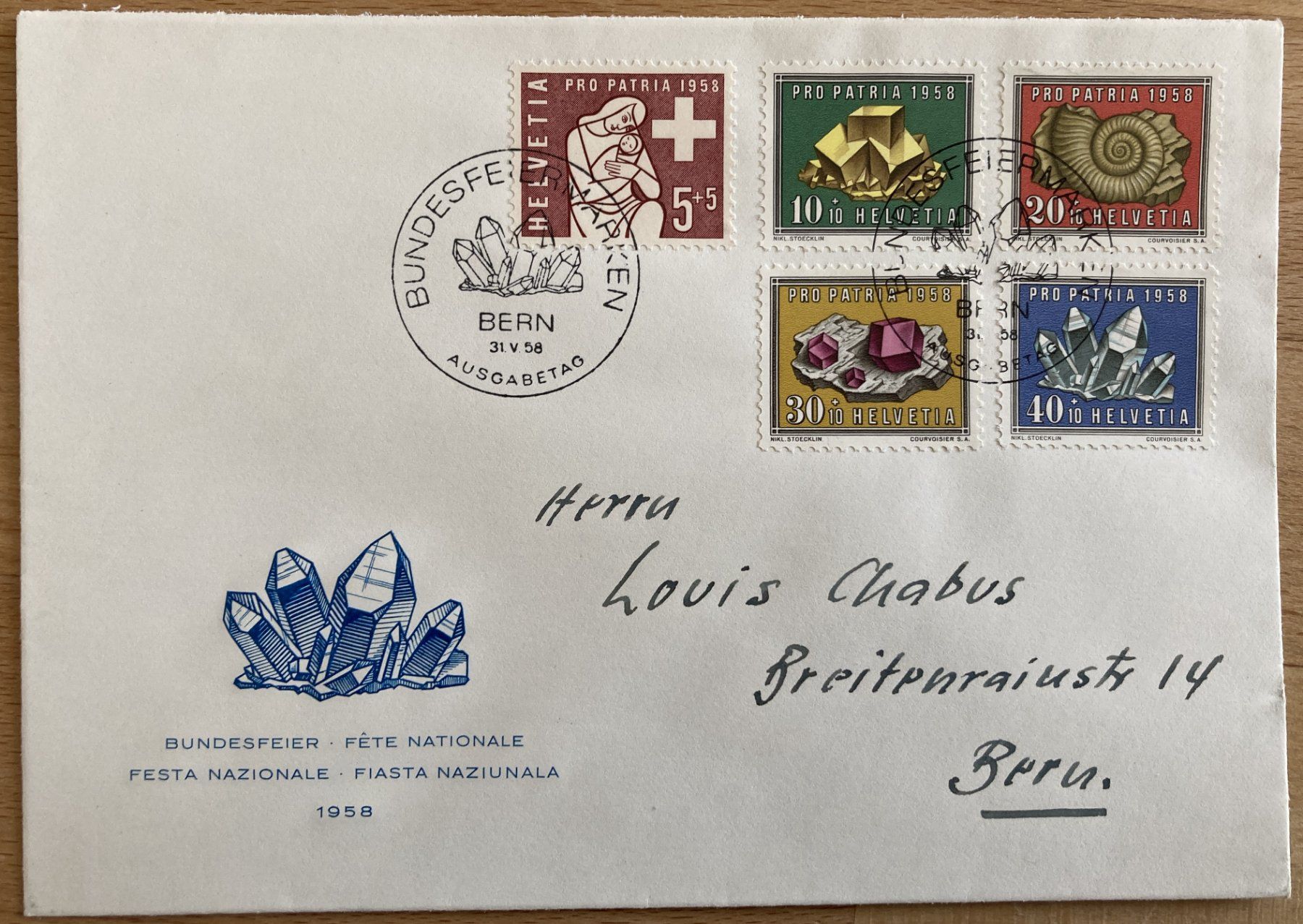 FDC Pro Patria 1958 illustriert, SBK 40 Fr. (Gebraucht) in Flawil für ...