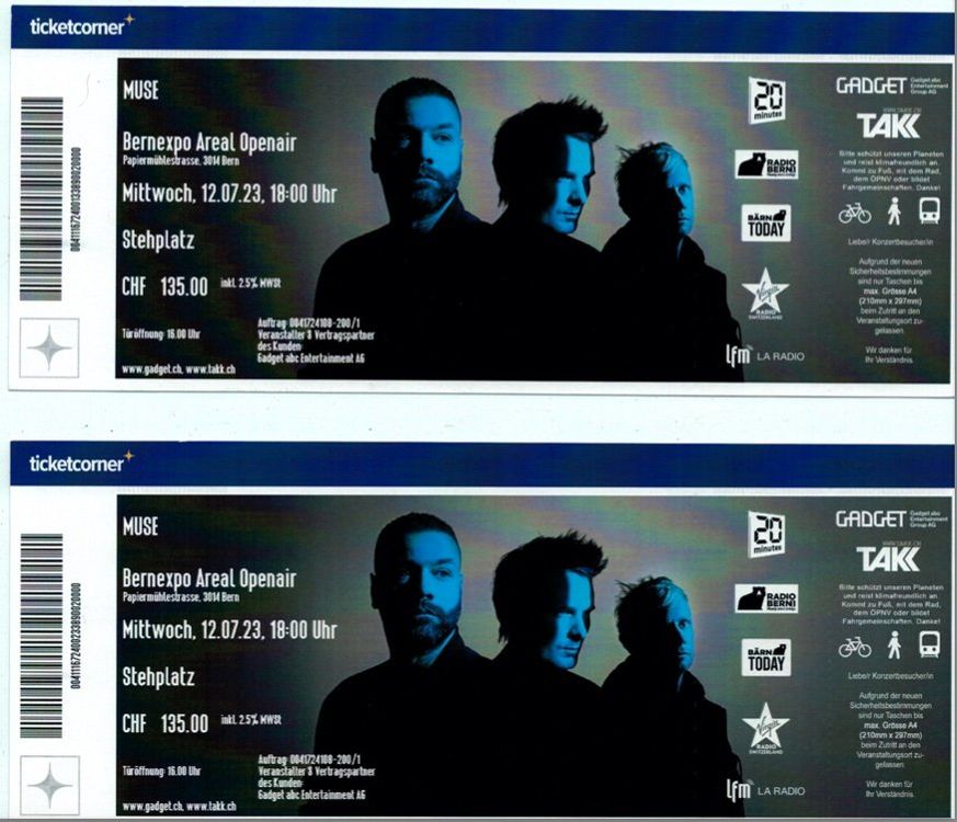 Konzerttickets MUSE (Neu und originalverpackt) in Bergdietikon für CHF ...