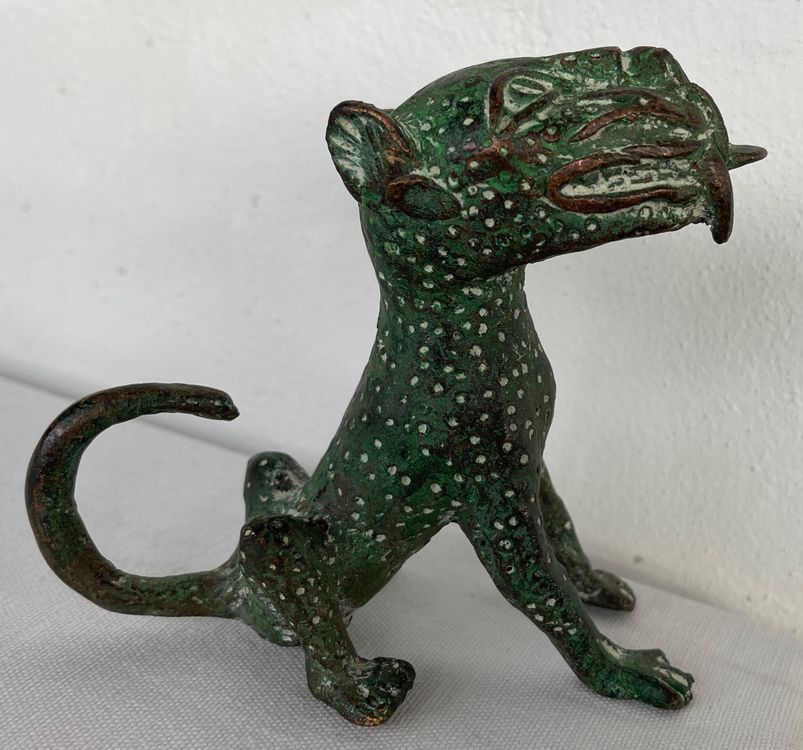 feiner alter Leopard Bronze Benin Höhe 11,5 cm | Kaufen auf Ricardo