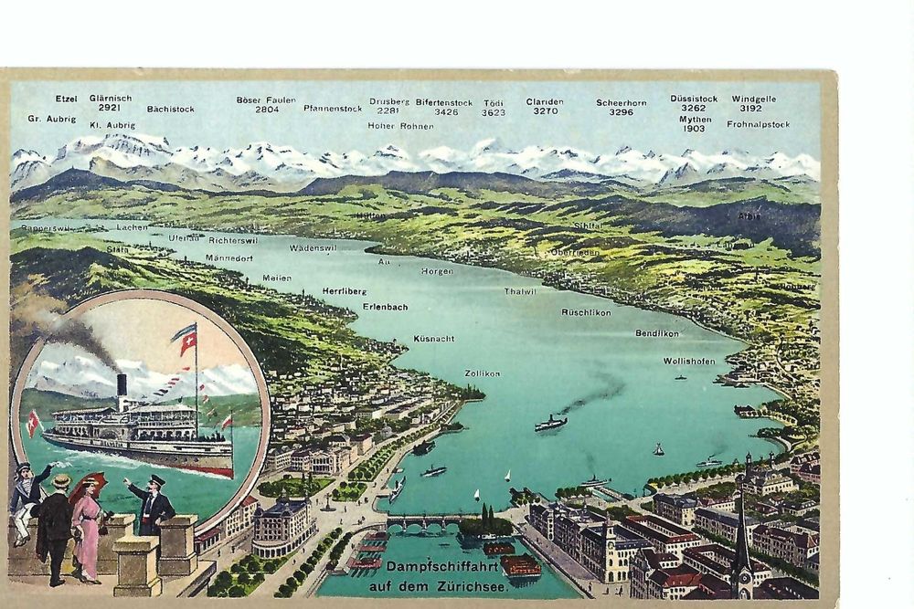 DAMPFSCHIFFAHRT auf dem Zürichsee; DS Helvetia, Litho (Gebraucht) in Thun für CHF 15 – mit ...