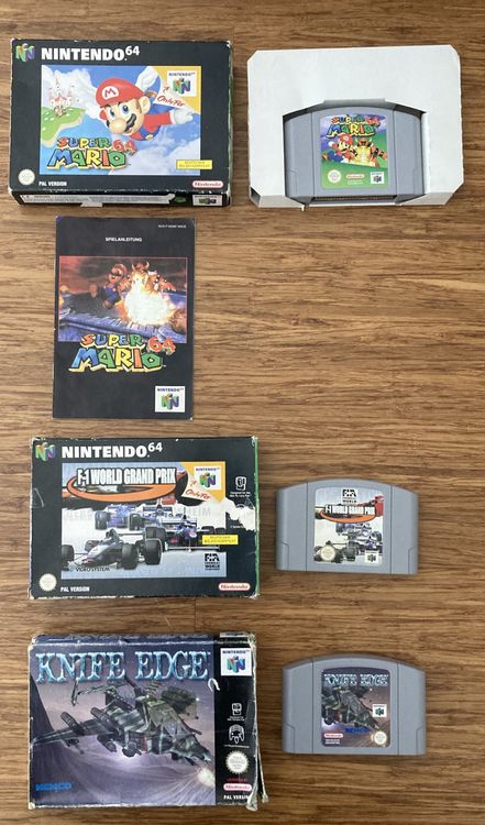 3 N64 Nintendo 64 Games Super Mario 64 - F1 - Knife Edge OVP | Kaufen ...