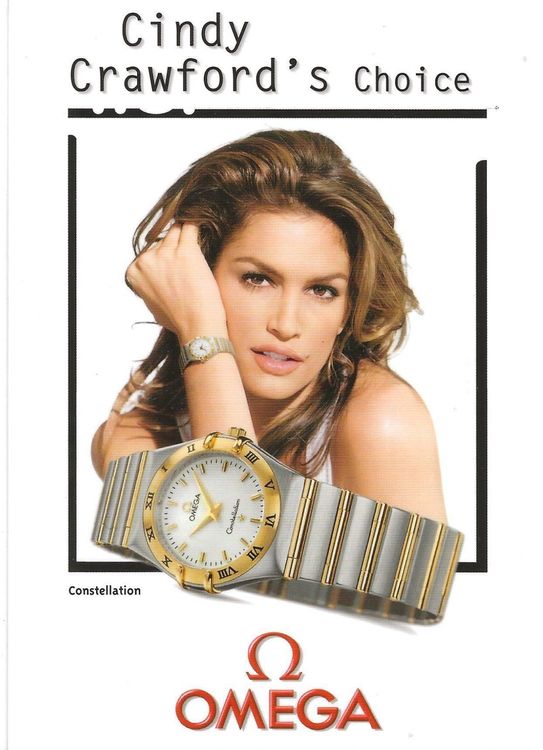 Biel, Omega Uhren, Cindy Crawford, Werbekarte, TOP (Gebraucht) in ...