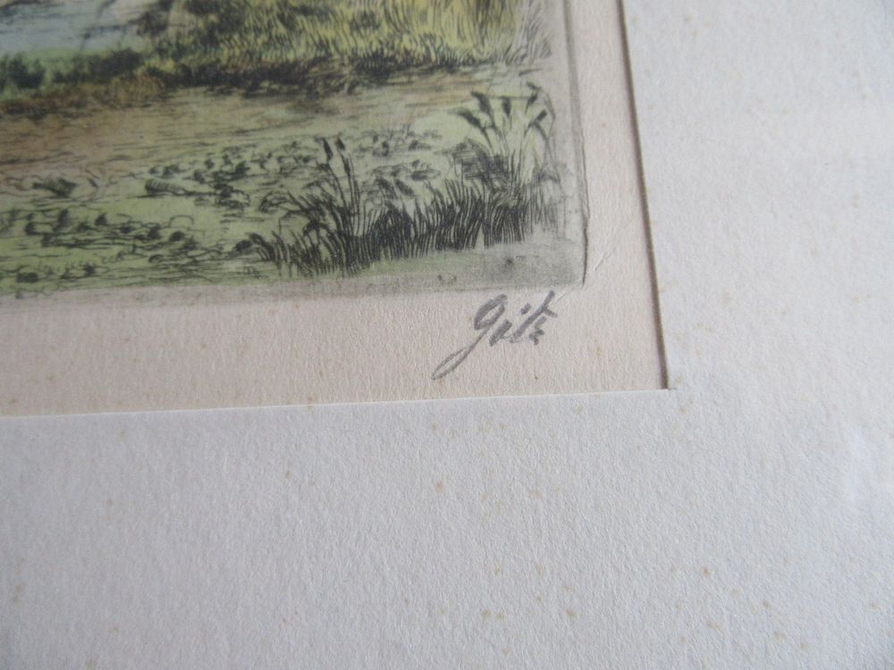 Original Radierung von Margarete Götz, Landschaft mit See (Gebraucht) in Wattwil für CHF 8 – mit ...