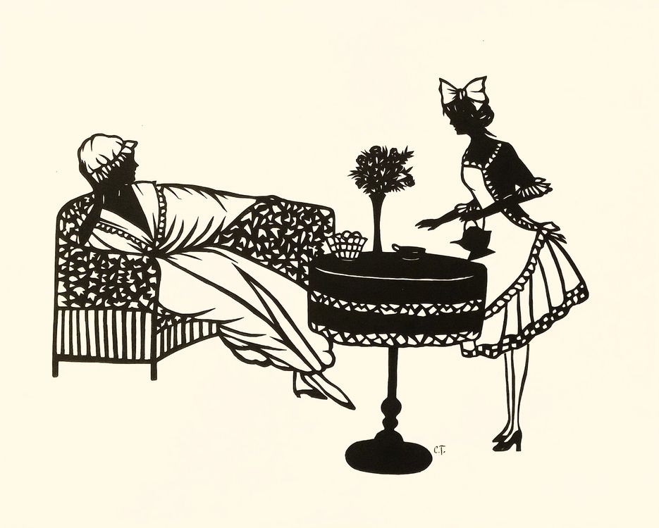 découpage silhouette art déco Tea Time Papierschnitt 30x24cm (Gebraucht ...