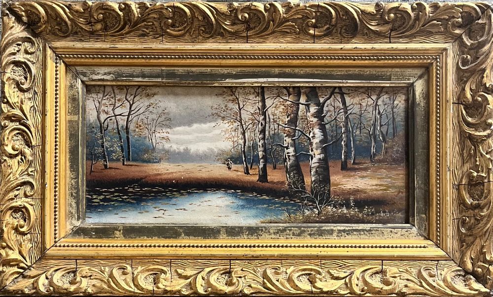 Herbst - Wald Szene Gemälde mit eine Person | Kaufen auf Ricardo