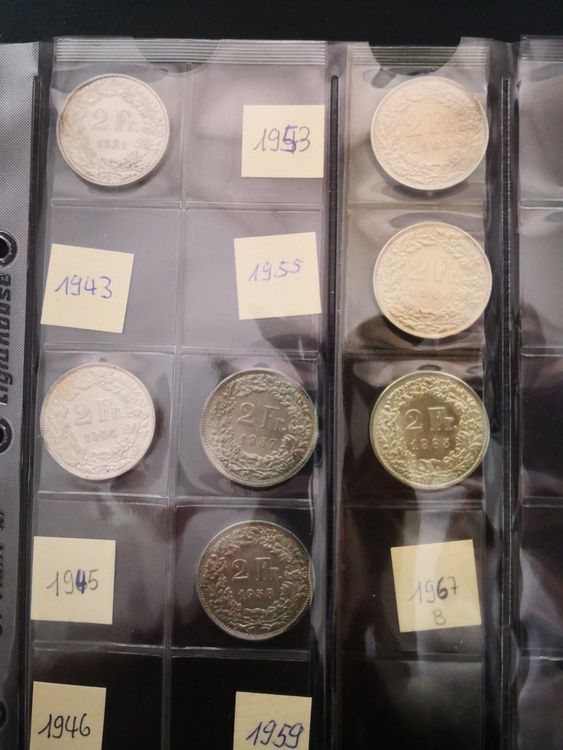 7 Stk. 2,- Franken Silber 1921-1965 Schweiz Sammlung ab 1,- | Kaufen auf Ricardo