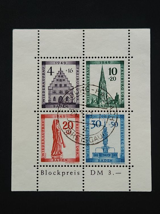 Fra Zone Baden Mi-Nr. Block 1A Gestempelt Geprüft BPP 280 Fr (Gebraucht ...