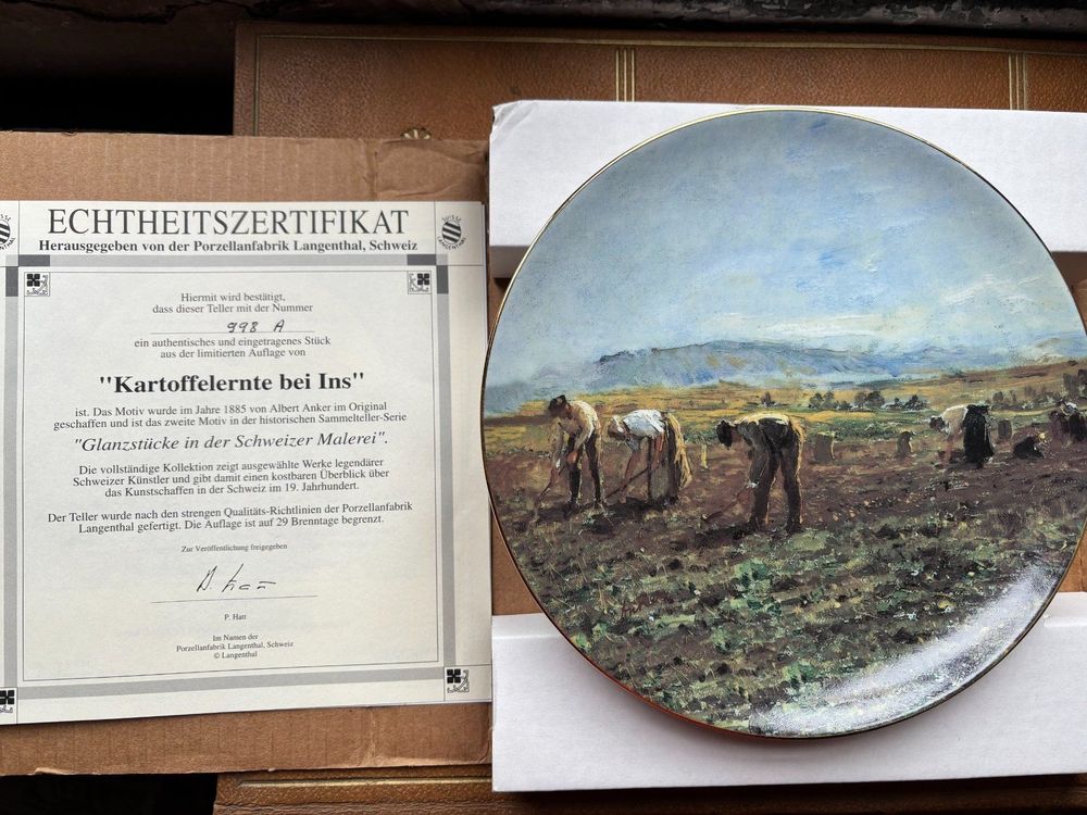 Teller Langenthal Porzellan "Kartoffelernte bei Ins" (Neu und ...