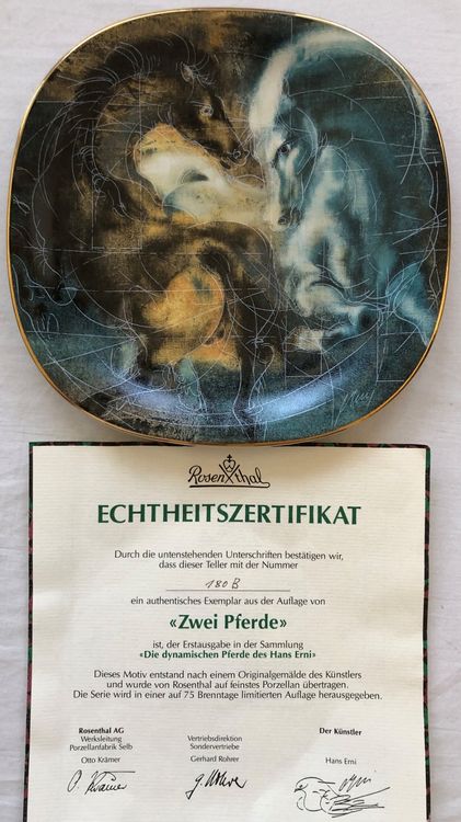 Hans Erni - Rosenthal - Teller - "Dynamische Pferde" - 4Stck (Gebraucht) in Schaffhausen für CHF ...