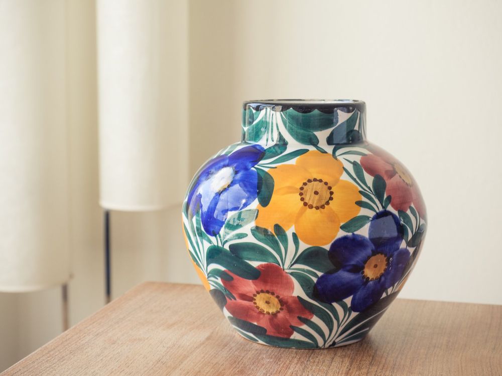 grosse Schramberg-Vase handgemalt 1955 floral Blumen SMF | Kaufen auf ...