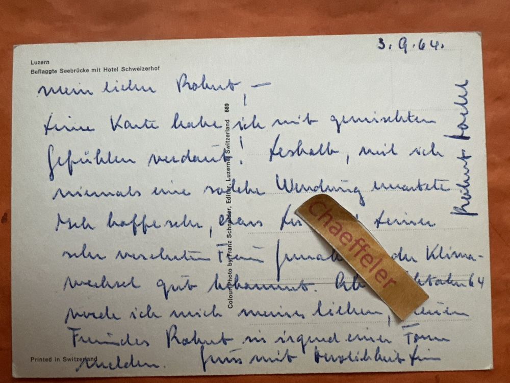 1964 Luzern, Beflaggte Seebrücke mit Hotel Schweizerhof (Gebraucht) in ...