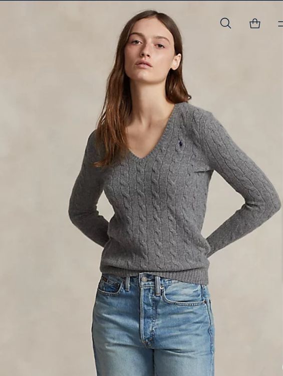 Ralph Lauren Pullover mit V-Ausschnitt und Zopfmuster | Kaufen auf Ricardo