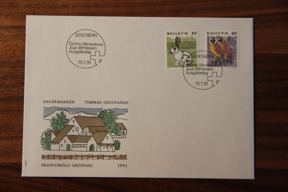 Schweiz 1991 - FDC - Dauermarken Tiere (Neu (gemäss Beschreibung)) in Jona für CHF 0.5 – mit ...