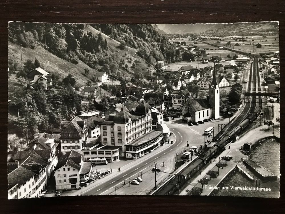 FLÜELEN Flugaufnahme, Bahnhof, Zug, Hotel Urnerhof, 1960 (Gebraucht) in ...