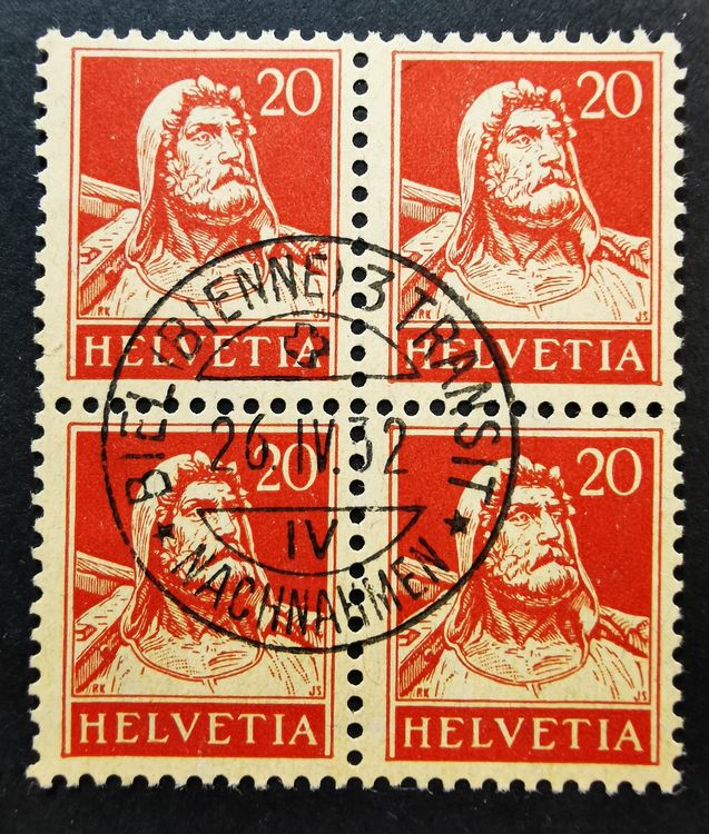 TR55 Timbre Suisse Oblitere Bloc 4 1932 (Gebraucht) in Cousset für CHF 1.25 – mit Lieferung auf ...
