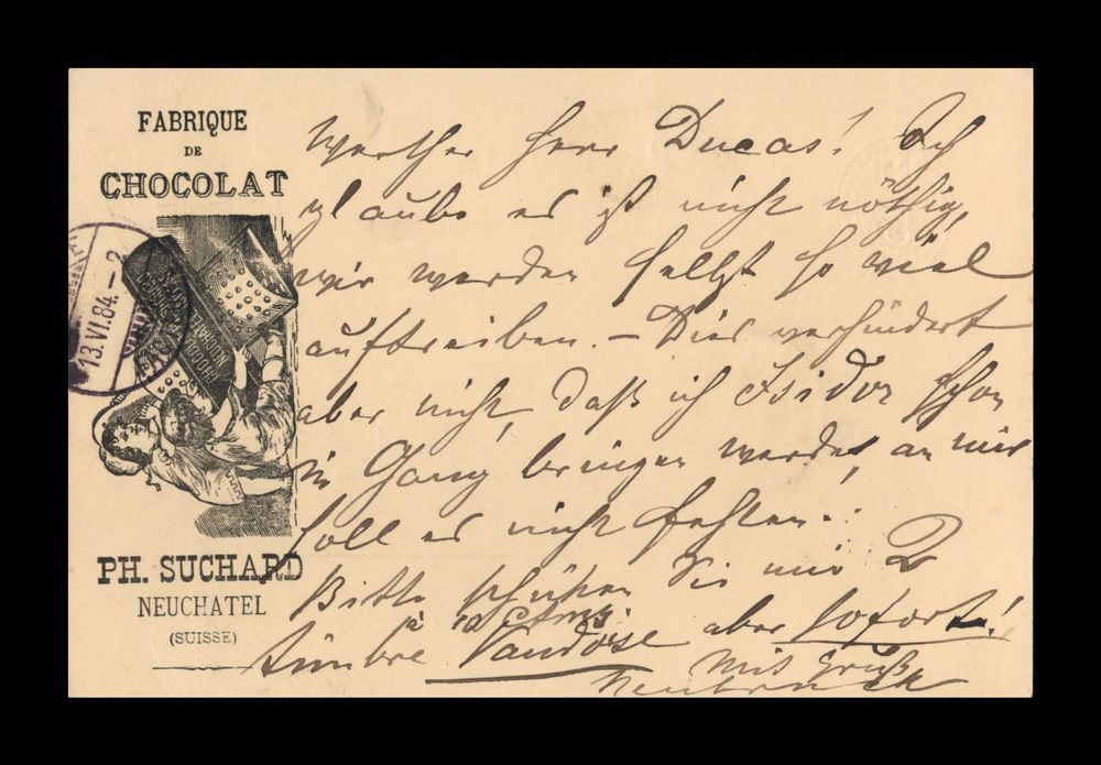 1884 Ganzsache CHOCOLAT PHILIPPE SUCHARD NEUCHÂTEL - GENÈVE | Kaufen ...