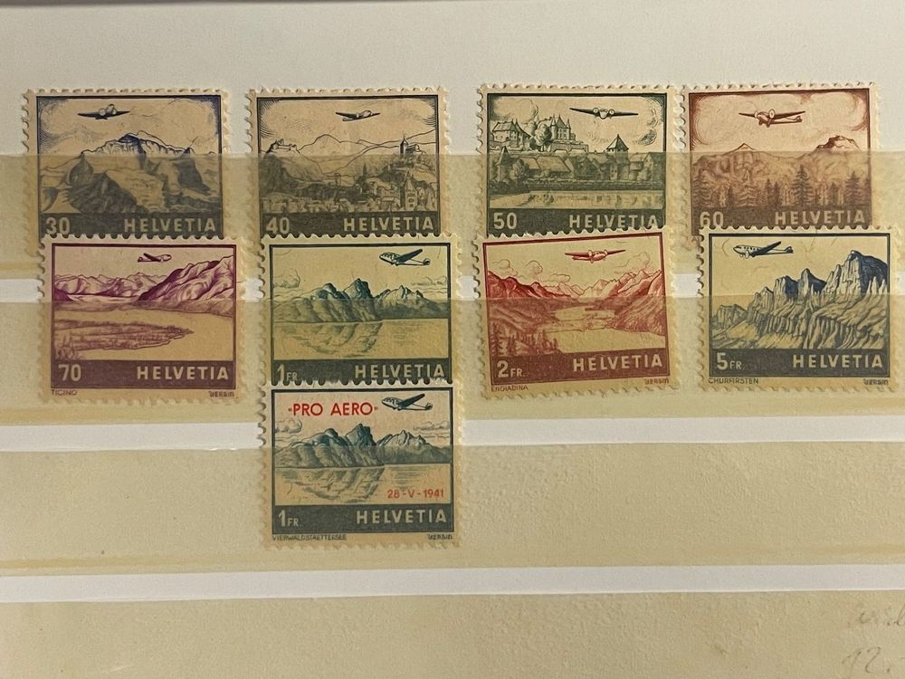 1941, Landschaften und Flugzeuge F27-F34, postfrisch (Gebraucht) in Küssnacht am Rigi für CHF 14 ...