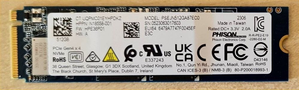 HP SSD 512GB M.2 NVMe Gen4 x 4 & Adaptateur M.2 10 Gbit/s (Neu (gemäss ...