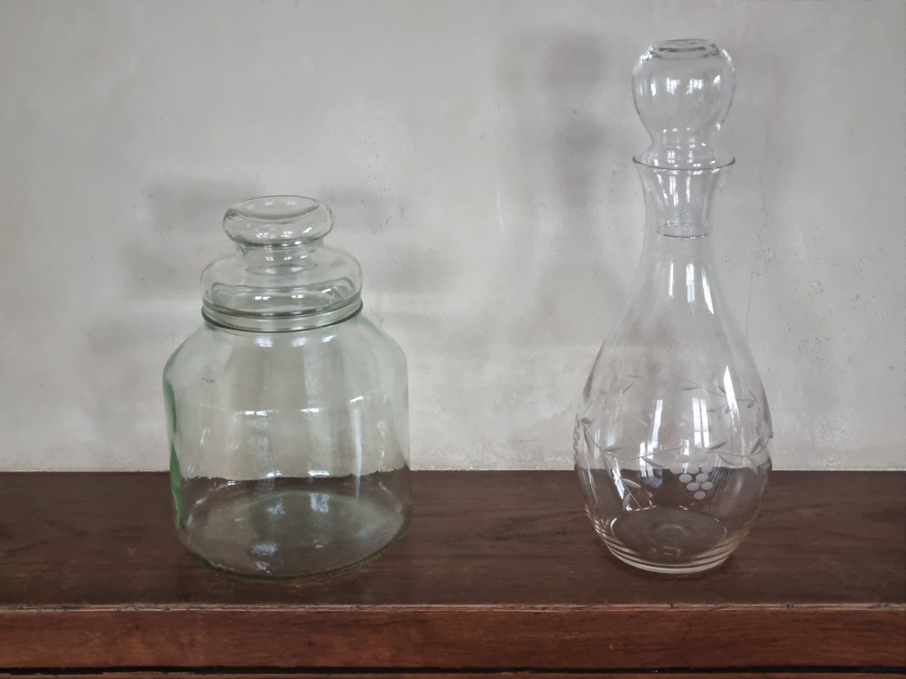 Bonbonnière et carafe verre gravée grappes de raisins (D'occasion) à ...