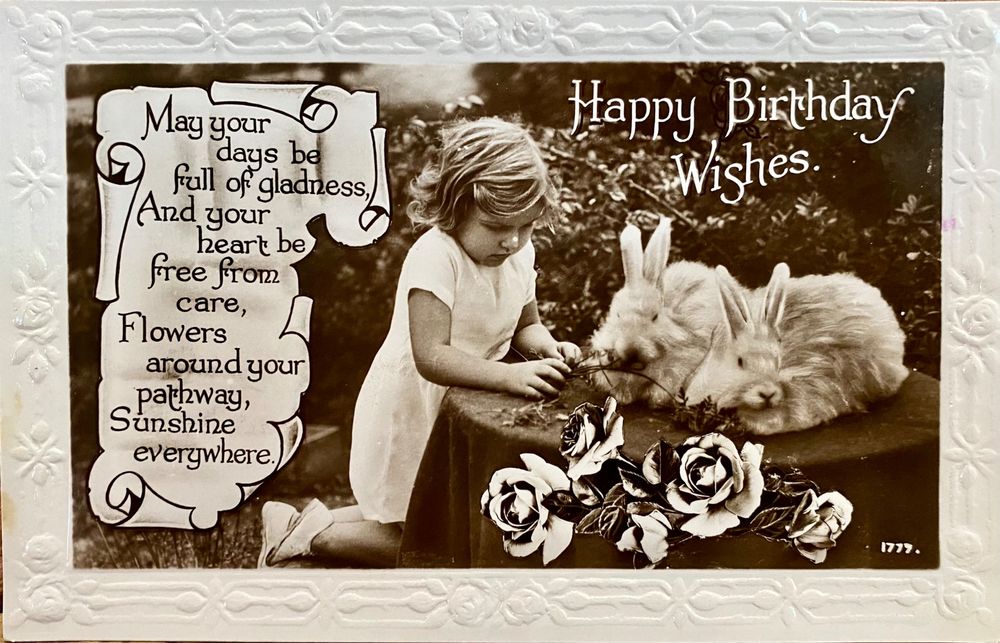 Antike Foto AK Kind - Mädchen mit Kaninchen aus England (Gebraucht) in Root für CHF 2 – mit ...