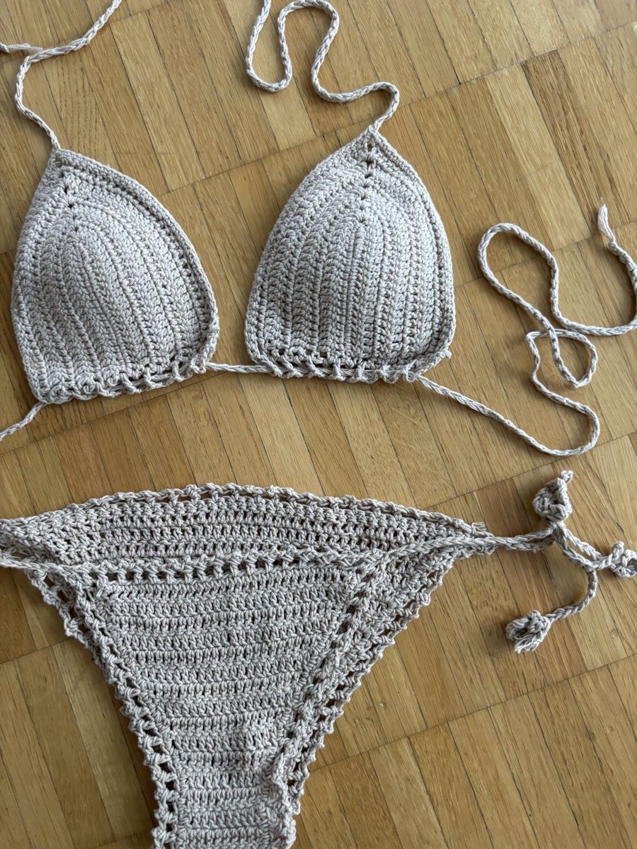 Handgemachter Bikini Beige 34 36 Boho Crochet (Neu (gemäss Beschreibung ...