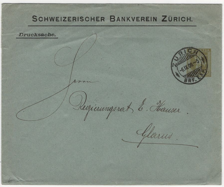 2 Rp. Tellknabe a. Privatganzsachen Briefumschlag von ZÜRICH (Gebraucht) in Eglisau für CHF 2 ...