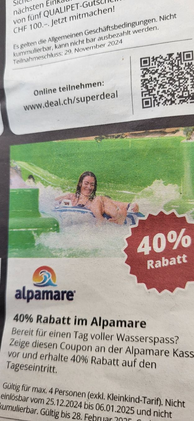 Alpamare 40% bis Ende Februar 2025 online Code | Kaufen auf Ricardo
