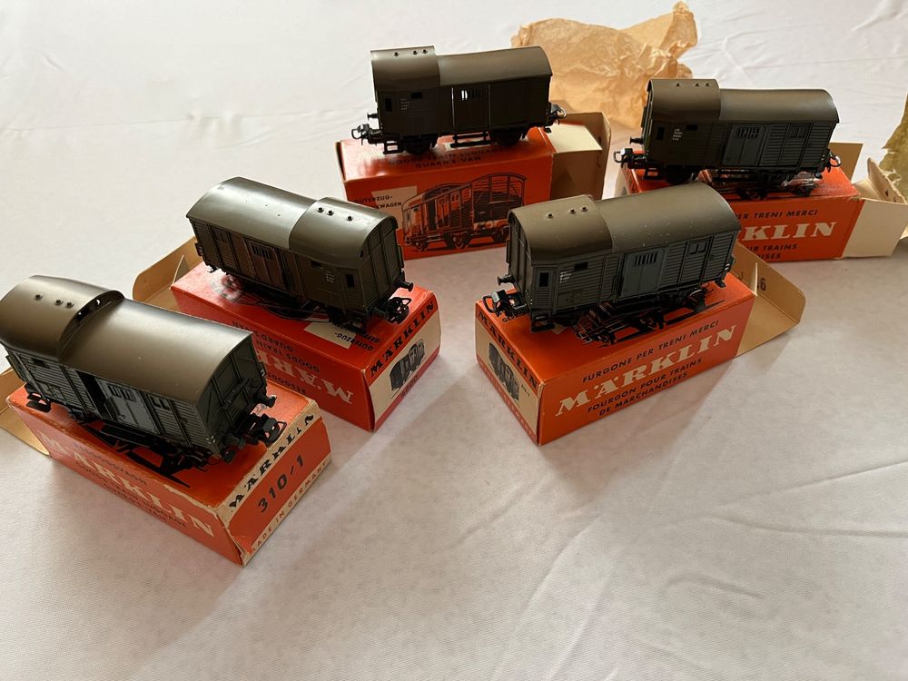 Alte Märklin 310/1 Güterzugpackwagen (5x) aus 1956 in OVP (Gebraucht ...