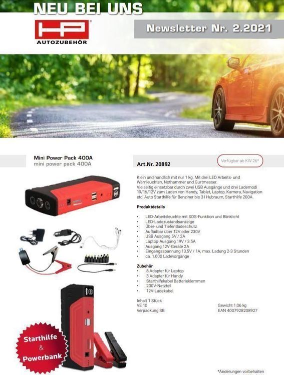 Starthilfe Mini-Powerpack - 400 A / 200 A (Neu und originalverpackt) in ...