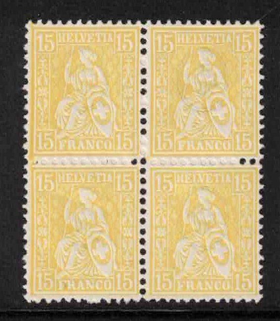 1867 Sitzende Helvetia 15Rp. Nr. 39 im 4er-Block ** | Kaufen auf Ricardo