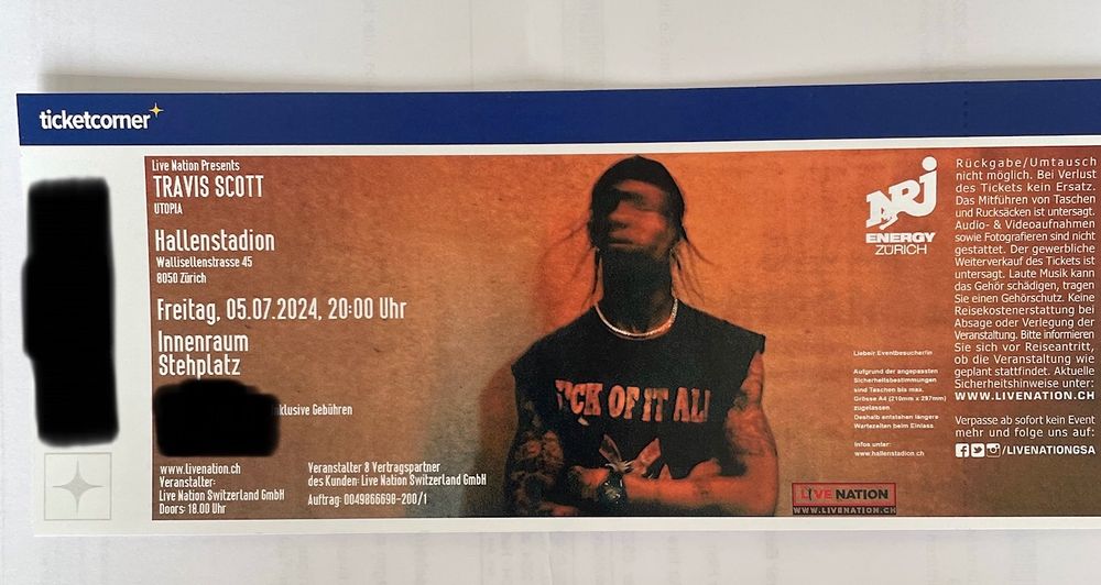 TRAVIS SCOTT Ticket - Stehplatz - 05.07.2024 (Neu und originalverpackt ...