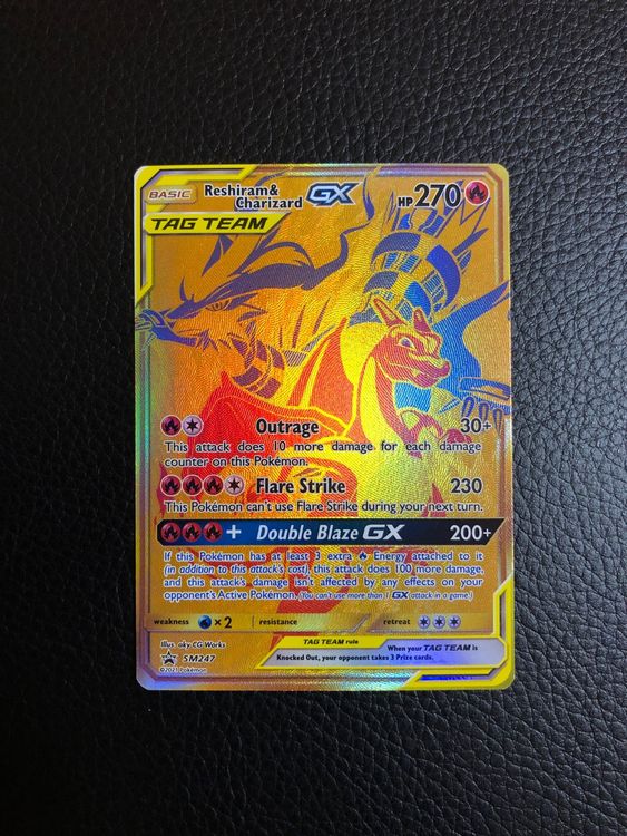 Reshiram & Charizard GX Full Art Gold PROMO SM247 Ab 1 (Gebraucht) in ...