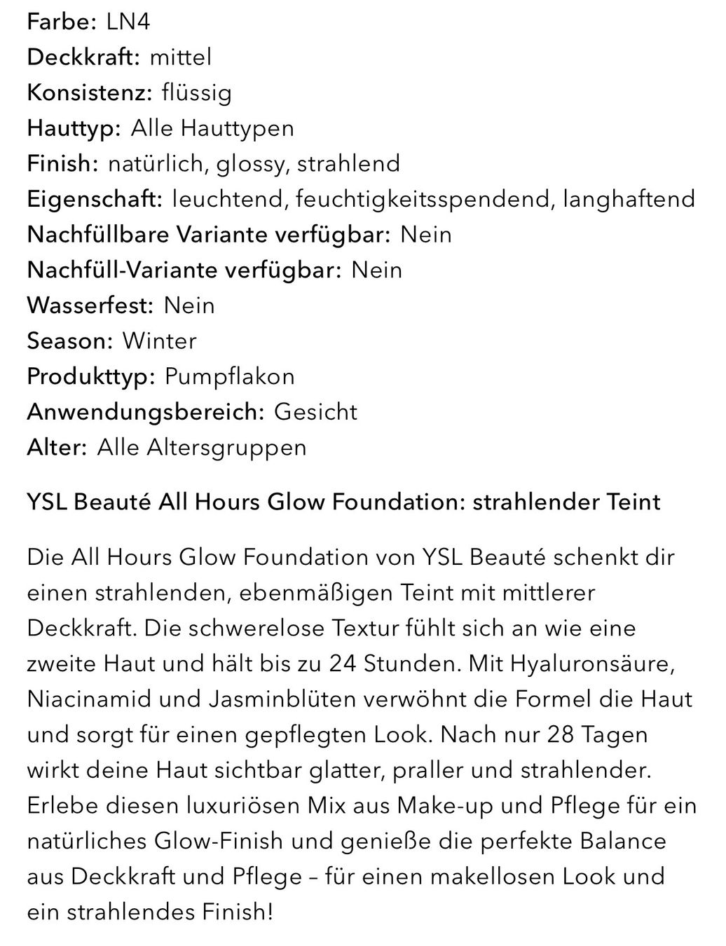 Ysl All Hours Glow Foundation LN4 | NP 69 Fr (Neu (gemäss Beschreibung ...