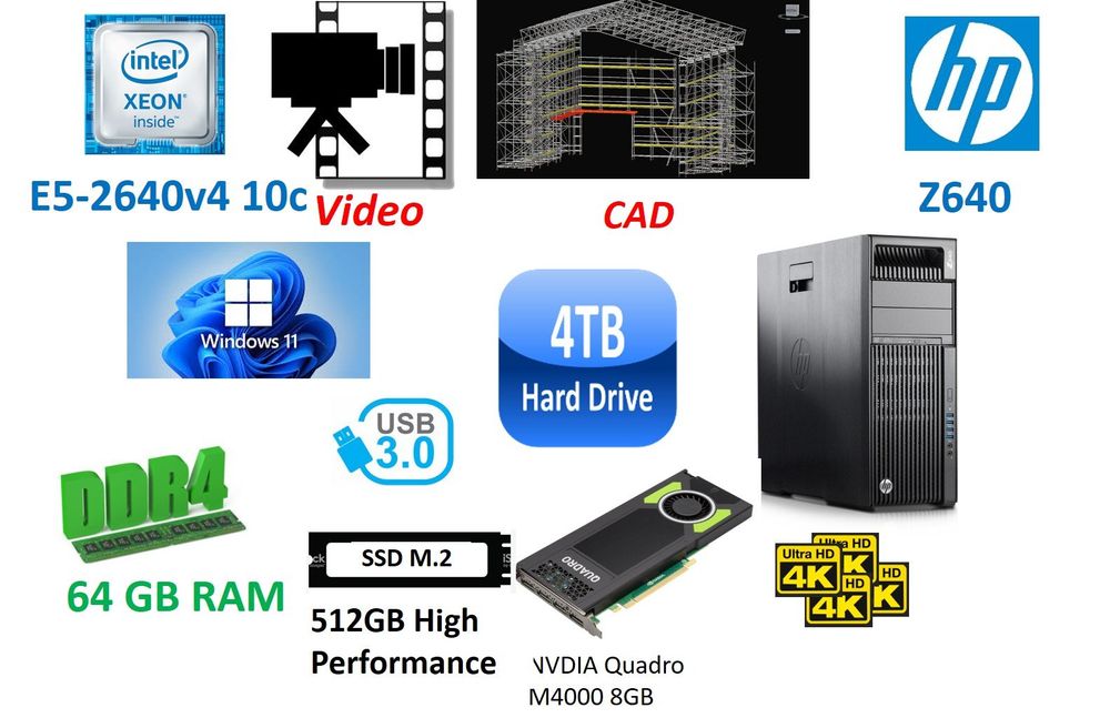 PC HP Workstation Z640 Z440 64GB 512GB M4000 XEON 10-core (Gebraucht ...