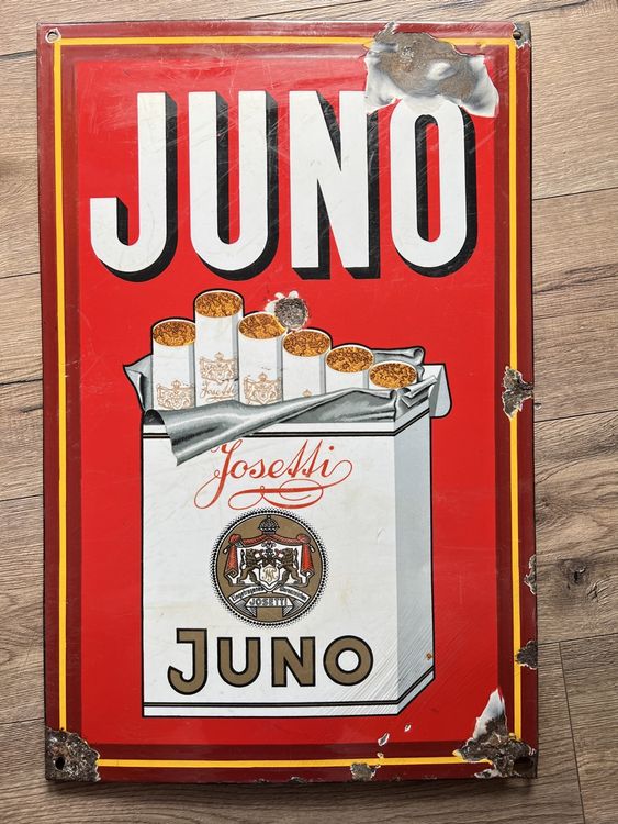 Altes Emailschild Juno Cigaretten ca 1930 (Gebraucht) in Nidau für CHF ...