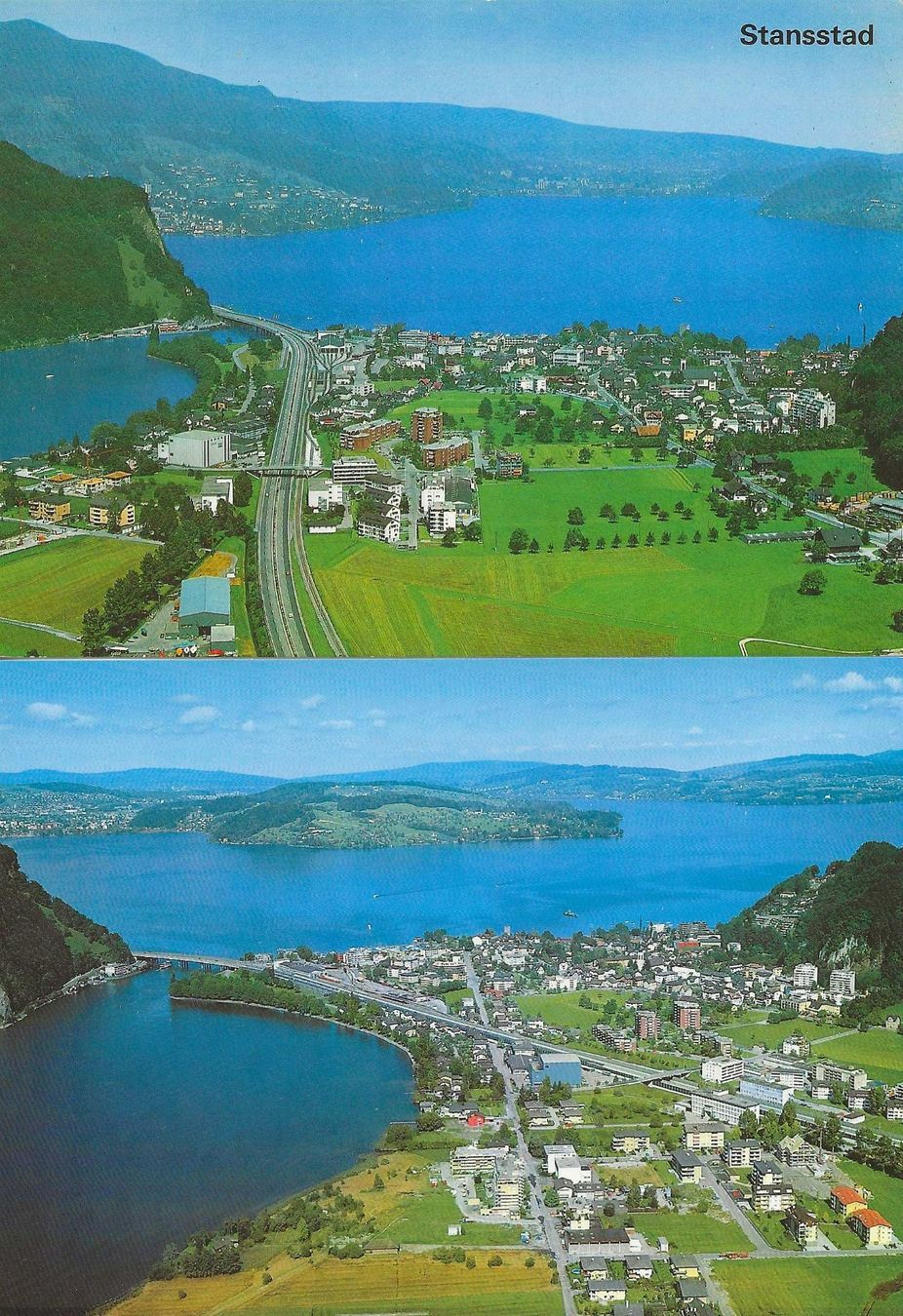 Stansstad NW 2 AK mit Autobahn Bahnhof um 1980 wenig verbaut (Neu ...