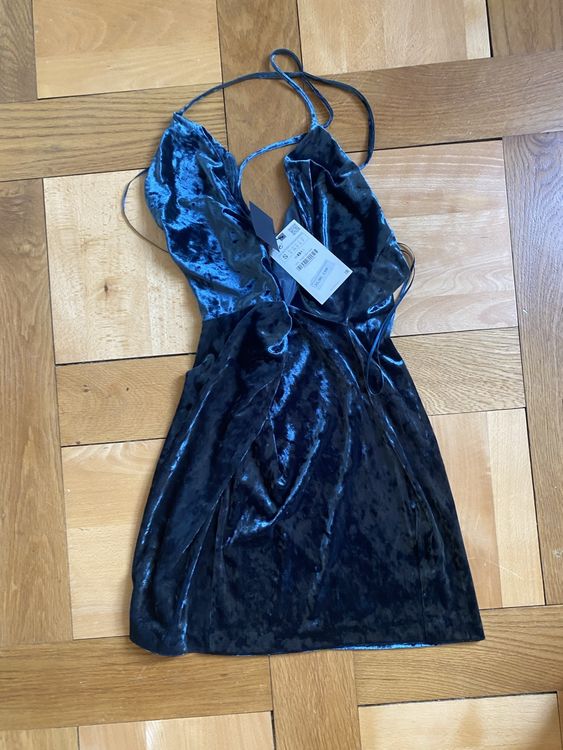 Velvety blue backless Zara dress new S | Kaufen auf Ricardo