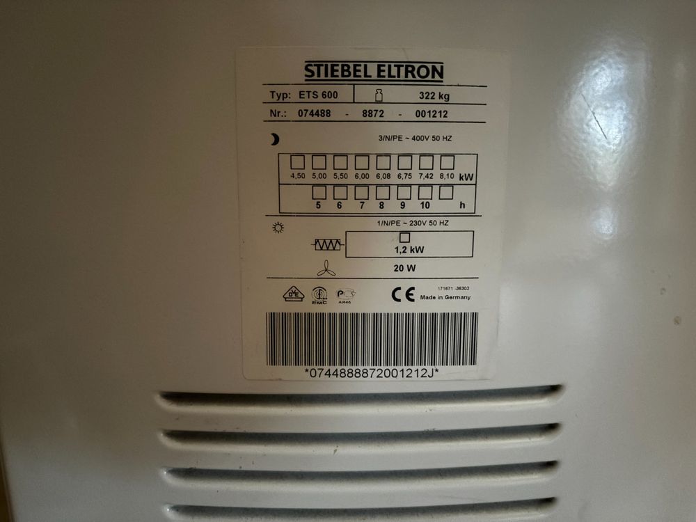 Elektro Speicher Ofen Stiebel Eltron ETS600 6kw (Gebraucht) in Arni AG ...