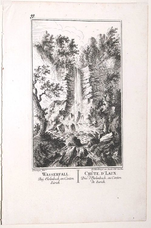 Erlenbach Wasserfall Kupferstich von Herrliberger 1755 | Kaufen auf Ricardo