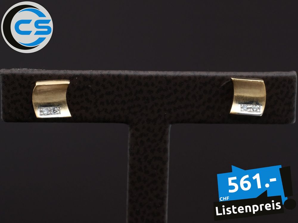 Ohrstecker 18 Karat 750 Gelbgold mit Brillanten | Kaufen auf Ricardo