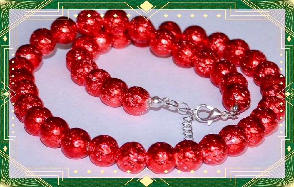 SALE! KETTE STEINKETTE EDELSTEINKETTE ECHTE LAVA STEINE ROT (Neu und ...