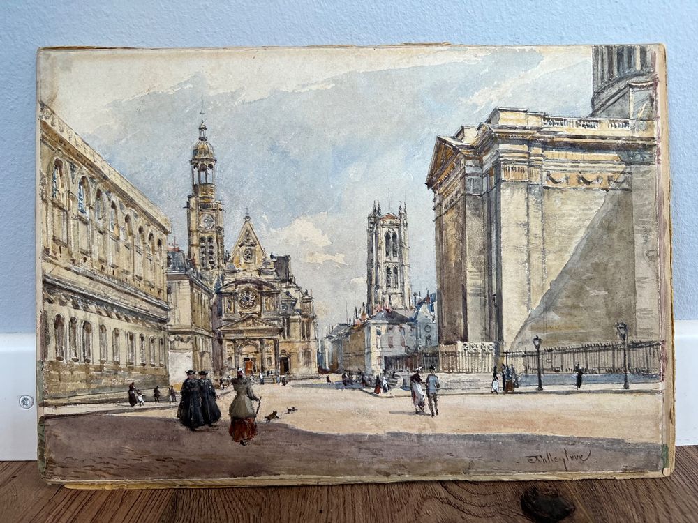 Antikes Aquarell Paris Szene Original Signiert | Kaufen auf Ricardo