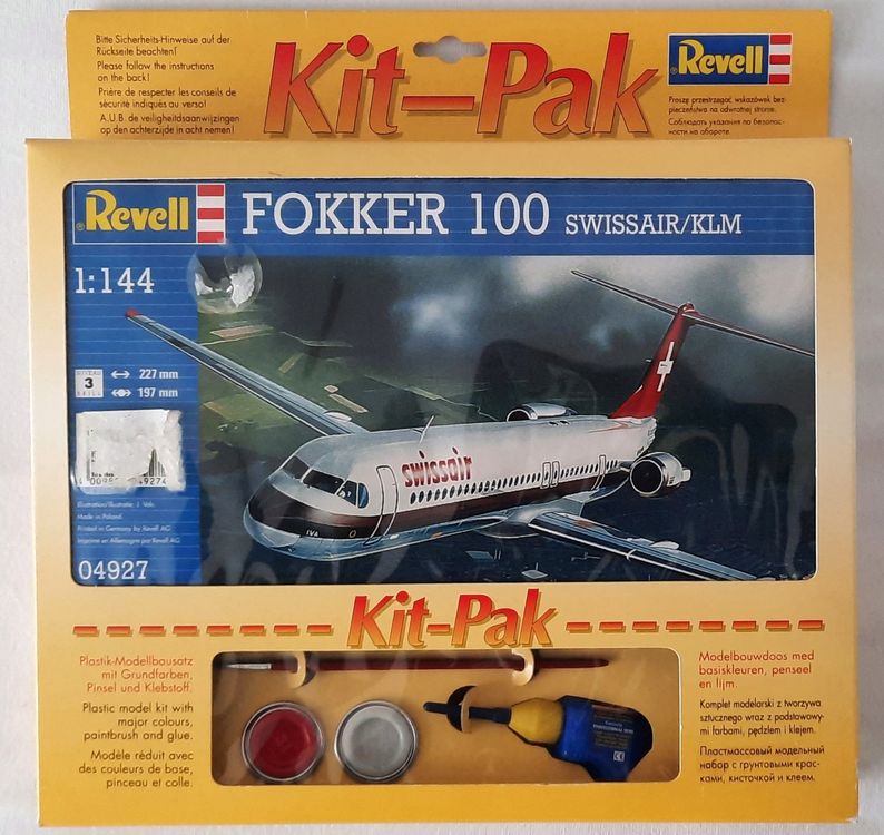 Revell Kit-Pack Bausatz: Flugzeug FOKKER 100 Swissair/KLM | Kaufen auf ...