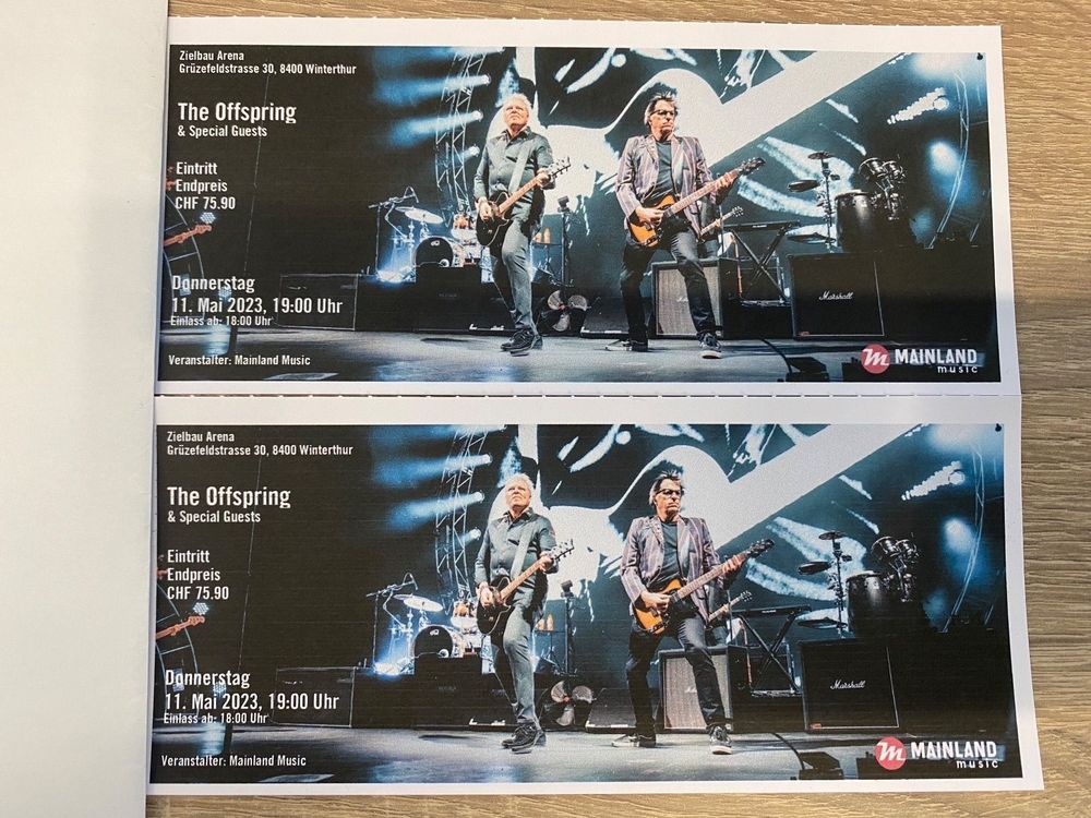 2 tickets the Offspring Winterthur | Kaufen auf Ricardo