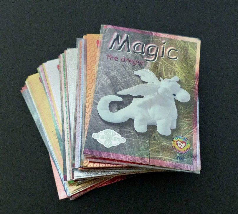 TY BEANIE BABIES 40+ CARDS BBOC RETIRED BLUE GREEN & SILVER (Gebraucht ...