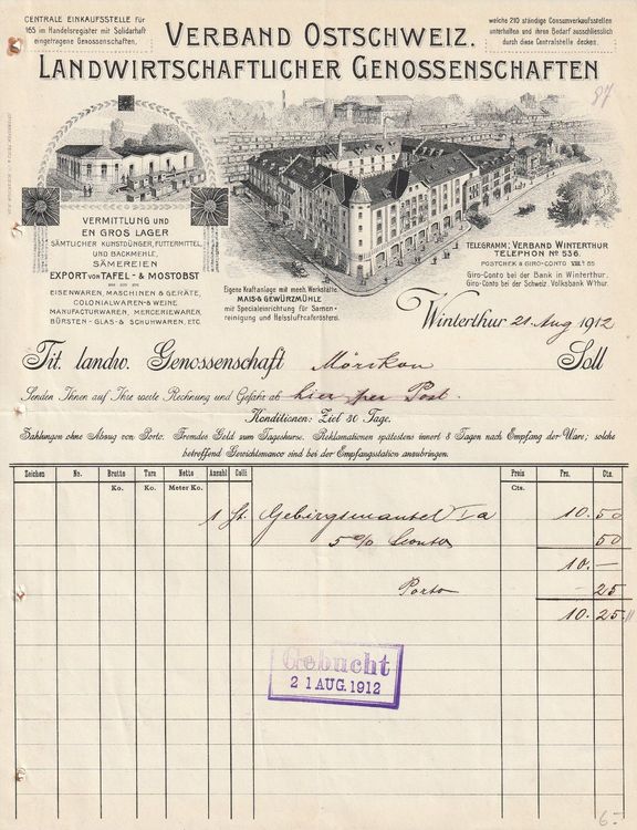 Litho Briefkopf von Winterthur 1912 | Kaufen auf Ricardo