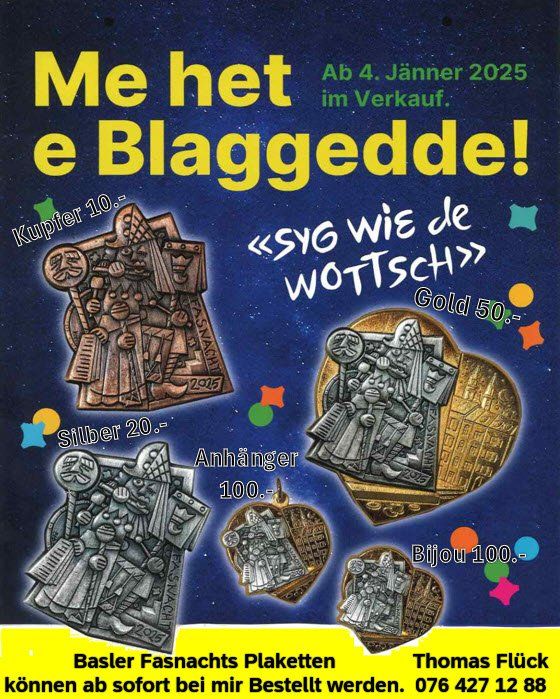 Basler Fasnacht 2025: Silber Plakette "Syg wie de wotsch" (Neu und originalverpackt) in Liestal ...